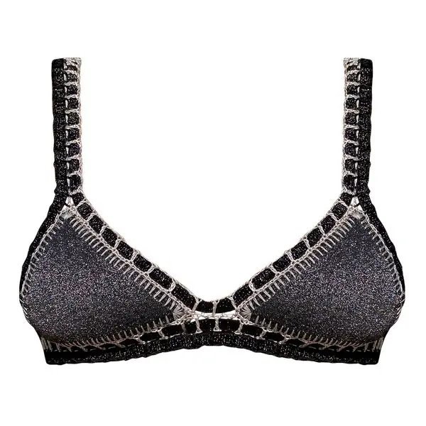 LUXSEA SWIMWEAR Olympia Lurex Crochet Bikini Top - Black
