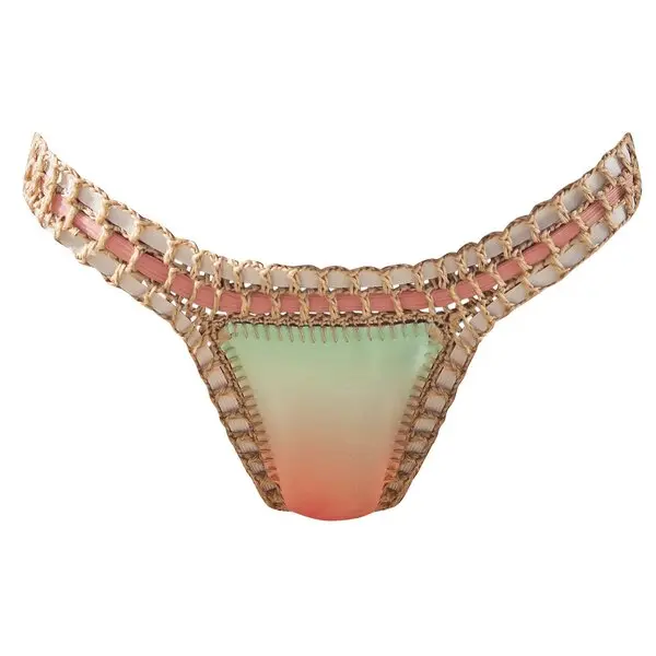 LUXSEA SWIMWEAR Reversible Ombre Print Crochet Bikini Bottom - Pink