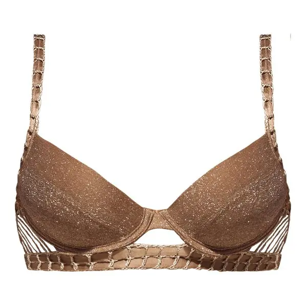 LUXSEA SWIMWEAR Ariana Lurex Crochet Bikini Top - Gold