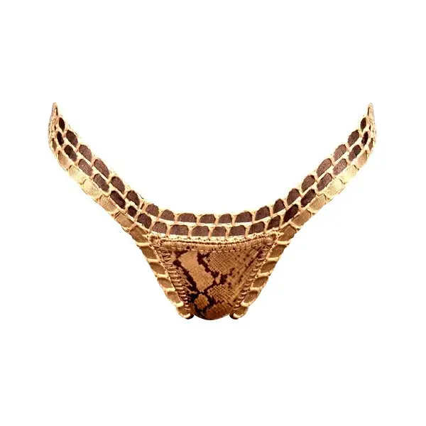 LUXSEA SWIMWEAR Anya Snake Print Crochet Bikini Bottom