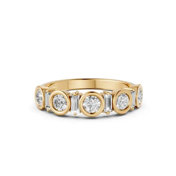 AYA FINE JEWELRY 0.75 Ctw Lab Grown Diamond Bezel Set Anniversary Band In 10k Gold - Yellow