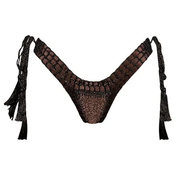 LUXSEA SWIMWEAR Maui Lurex Crochet Bikini Bottoms - Brown