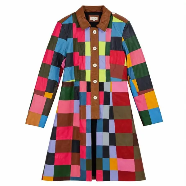ZASTASTUDIO Queen Of Hearts Patchwork Leather Trench Coat - Black