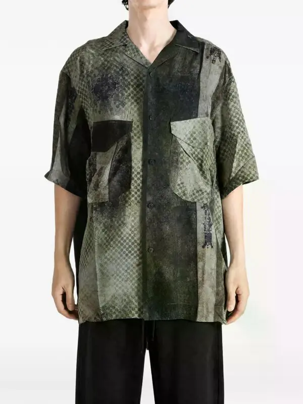 ZIGGY CHEN Patchwork-effect Short-sleeve Shirt