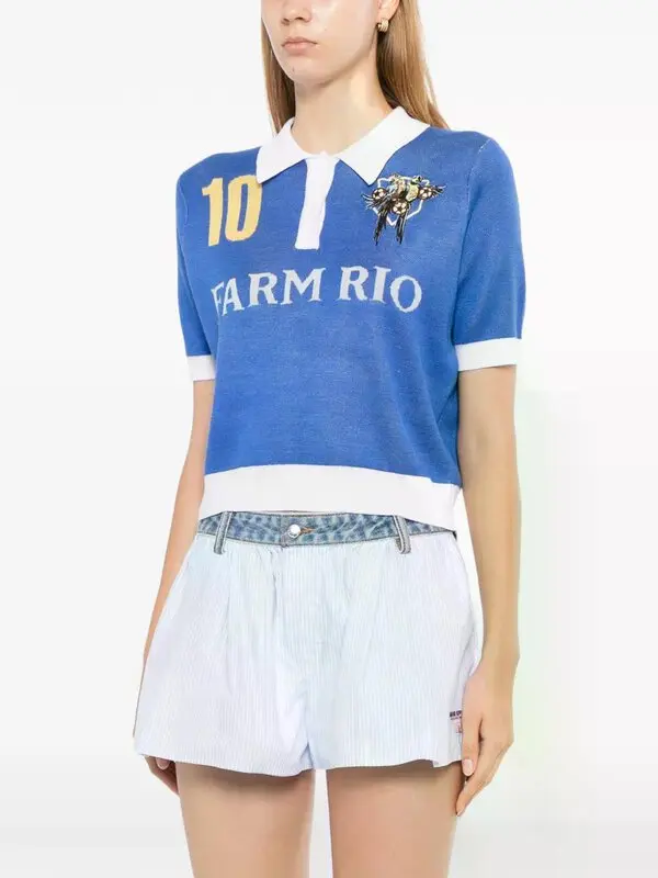 Farm Rio Intarsia Knit Polo Shirt
