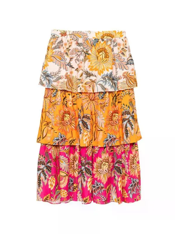 Farm Rio Ligia Midi Skirt - Orange