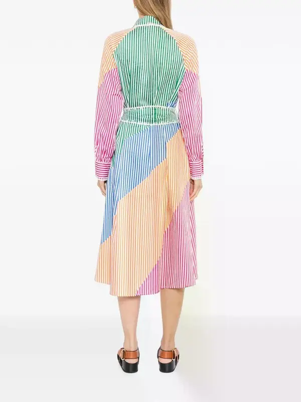 Farm Rio Midi Belted Shirt Dress With Striped Panels
