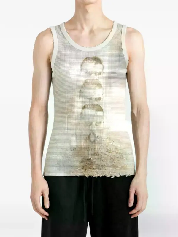 SAITOS Distressed Graphic-print Tank