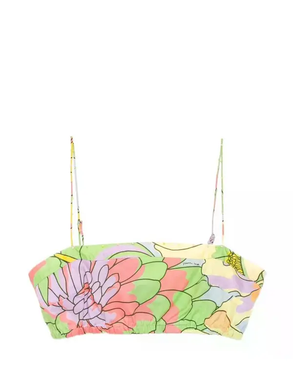 Farm Rio Spring Affair" Beaded Floral Print Crop Top
