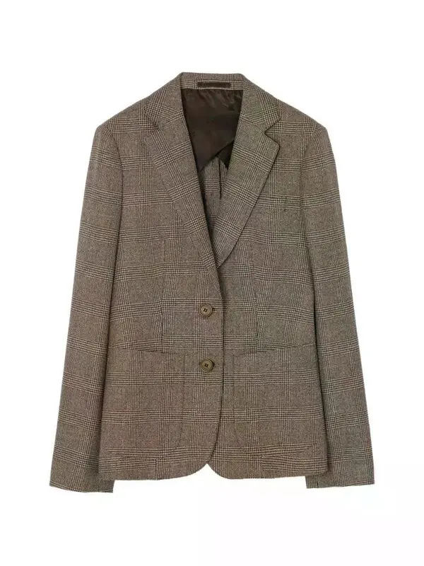 Burberry Prince Of Wales Checked Wool-linen Blend Blazer