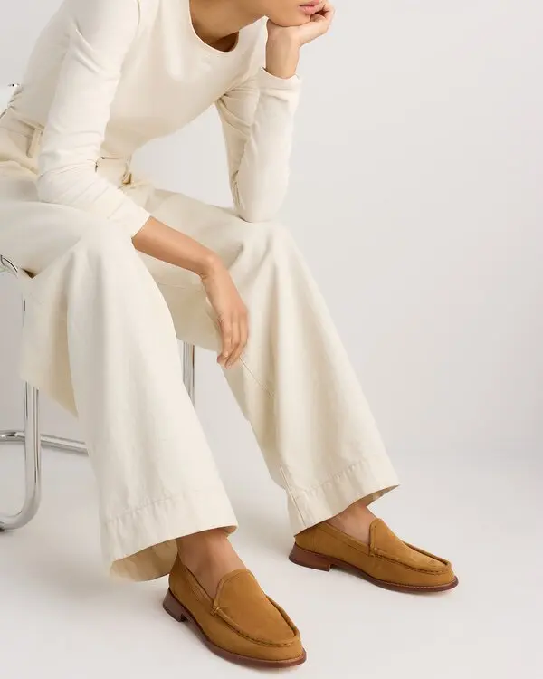 Quince Italian Leather Venetian Loafer - Camel