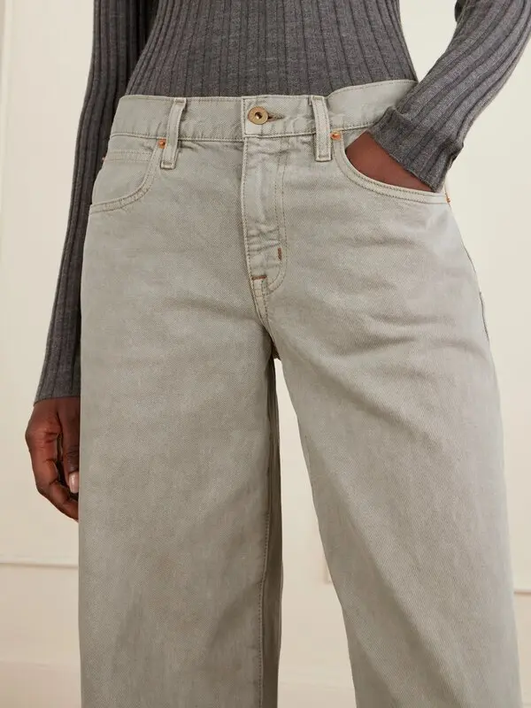 SLVRLAKE Mica Low-rise Wide-leg Jeans - Green
