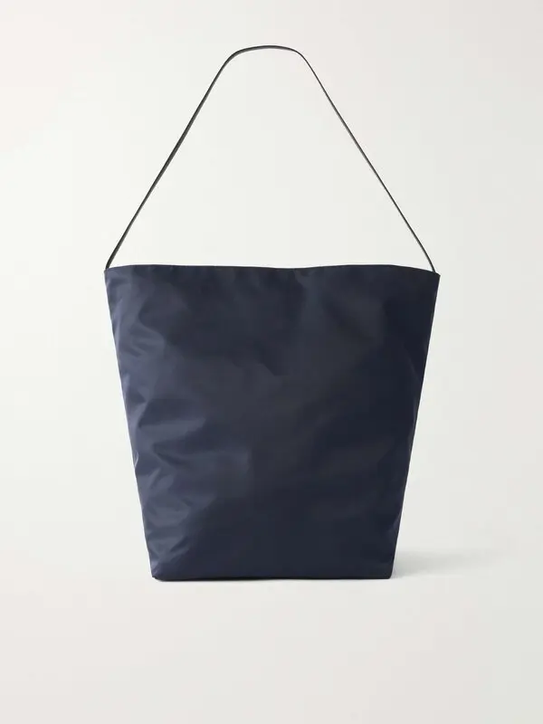 VALESQUE Bucket Leather-trimmed Satin-shell Tote