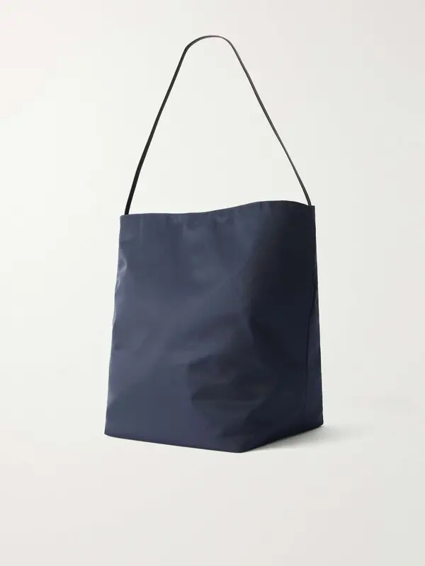 VALESQUE Bucket Leather-trimmed Satin-shell Tote
