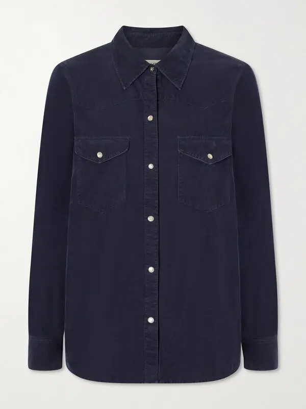 NILI LOTAN Travis Cotton Corduroy Shirt - Blue