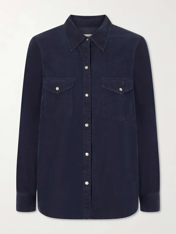 NILI LOTAN Travis Cotton Corduroy Shirt - Navy