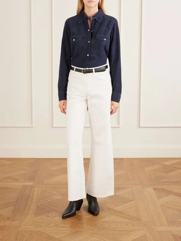 NILI LOTAN Travis Cotton Corduroy Shirt - Navy