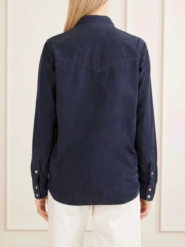 NILI LOTAN Travis Cotton Corduroy Shirt - Navy
