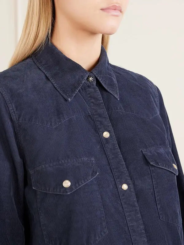 NILI LOTAN Travis Cotton Corduroy Shirt - Navy