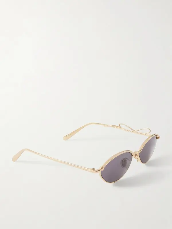 Dior Oval-shaped -tone Metal Sunglasses With Bow Detail - Gold