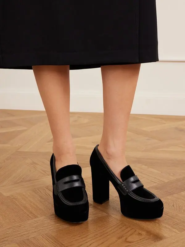 GIANVITO ROSSI Hadden Platform Loafer Pumps - Black