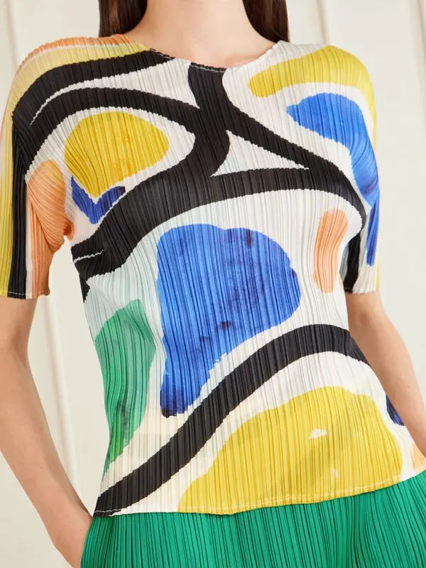 Issey Miyake Roll Printed Plissé Blouse