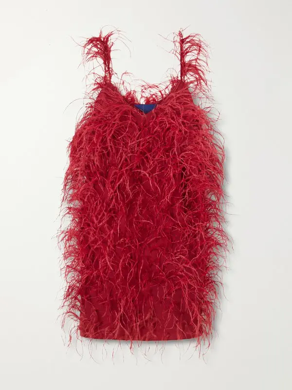 Sharon Wauchob Feather-trimmed Silk-crepe Mini Dress