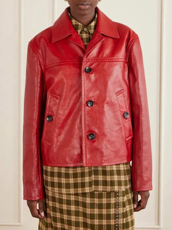 WALES BONNER Kamala Leather Biker Jacket