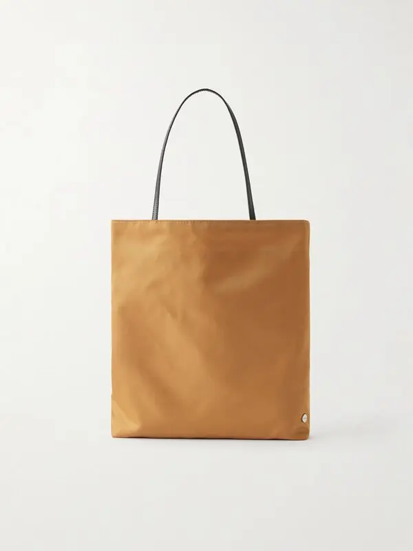 VALESQUE Thea Leather-trimmed Satin-shell Tote - Yellow