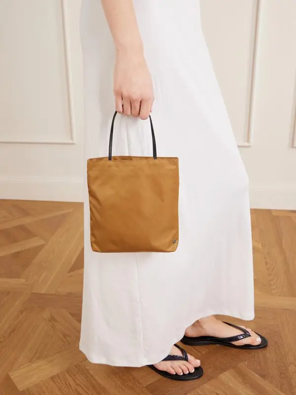 VALESQUE Thea Leather-trimmed Satin-shell Tote - Yellow