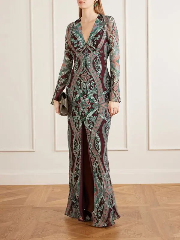 Veronica Beard Daciana Printed Silk-georgette Maxi Dress