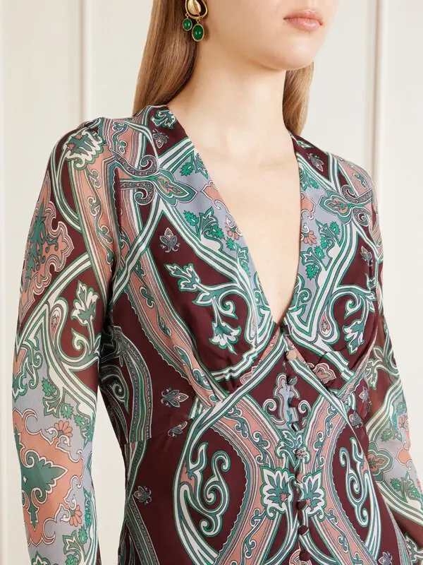 Veronica Beard Daciana Printed Silk-georgette Maxi Dress