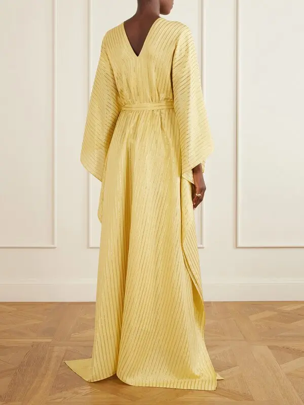 TALLER MARMO Mojave Belted Lurex Fil Coupé Silk-blend Gown