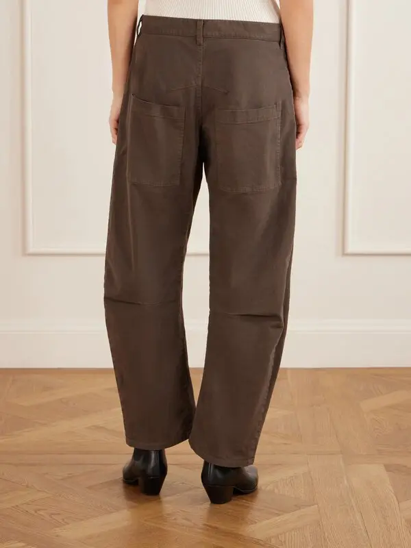 NILI LOTAN Shon Cotton-blend Twill Tapered Pants - Brown