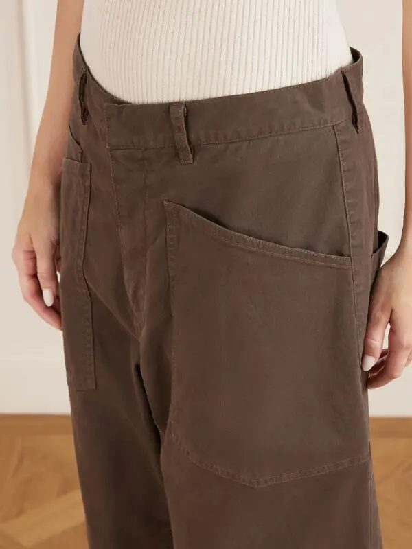 NILI LOTAN Shon Cotton-blend Twill Tapered Pants - Brown