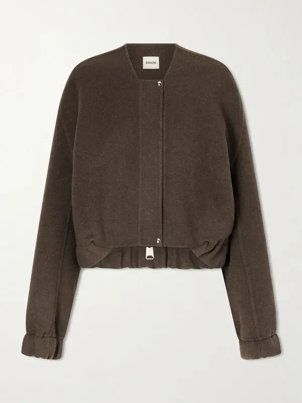 Khaite Cropped Wool Bomber Jacket - Green