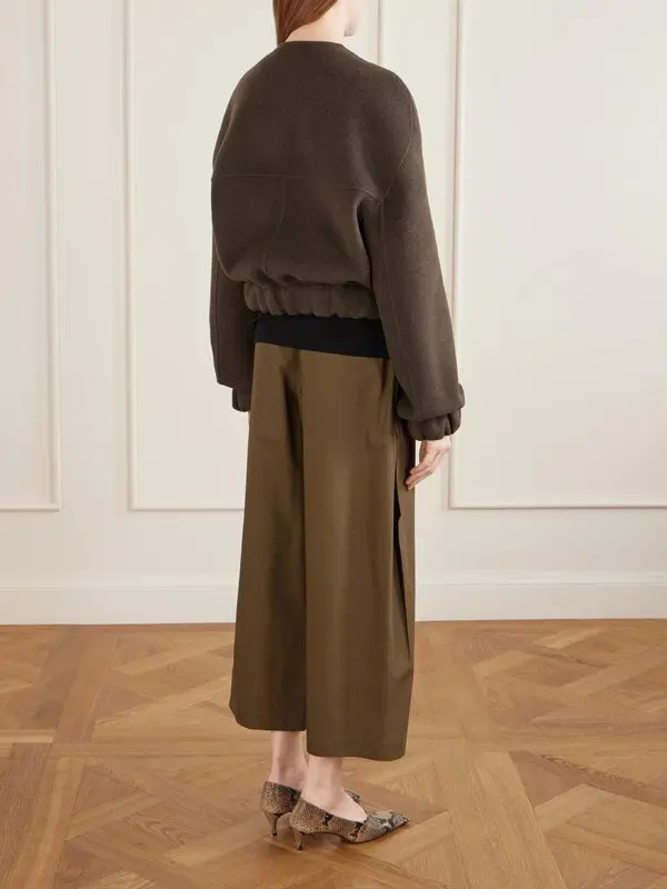 Khaite Cropped Wool Bomber Jacket - Green