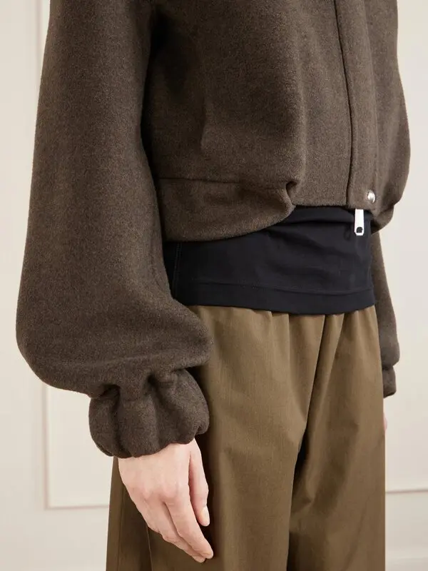 Khaite Cropped Wool Bomber Jacket - Green