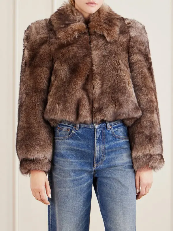 Chloé Cropped Shearling Jacket - Brown