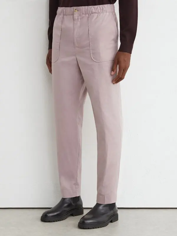 REISS Lightweight Tapered Trousers - Pink