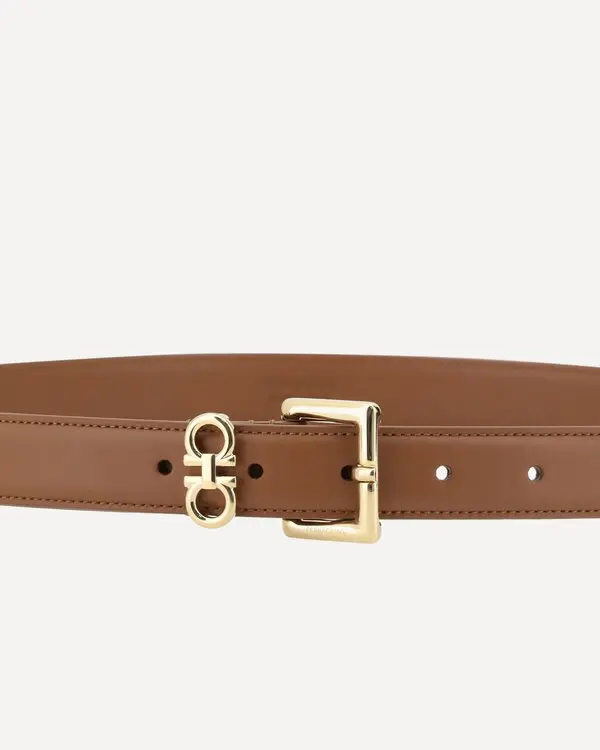 FERRAGAMO Gancini Buckle Leather Belt