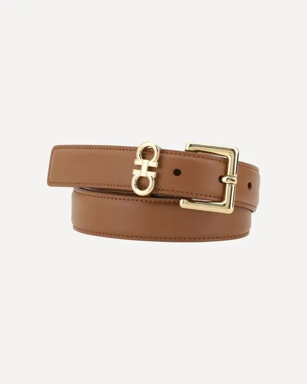 FERRAGAMO Gancini Buckle Belt - Brown