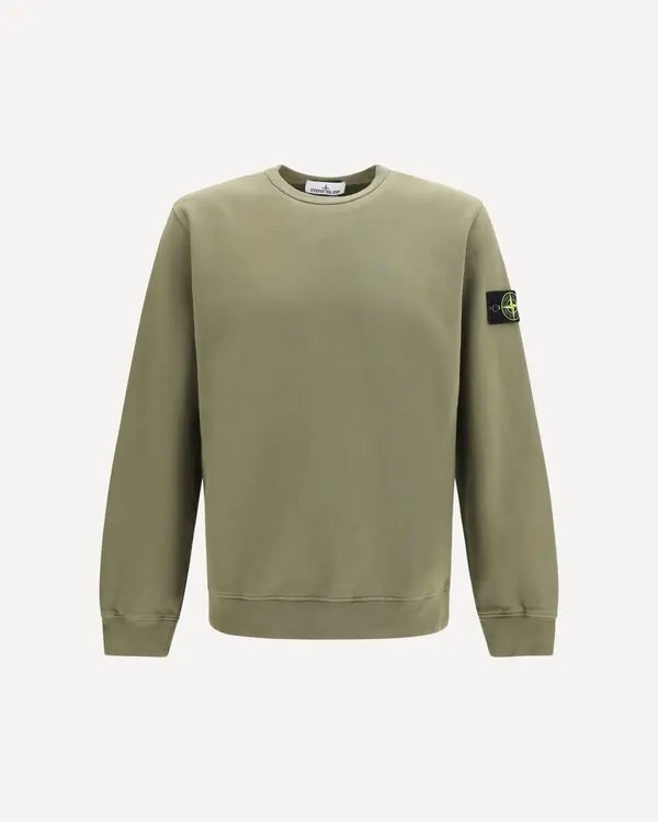 Stone Island Crewneck Cotton Weathirt - Khaki