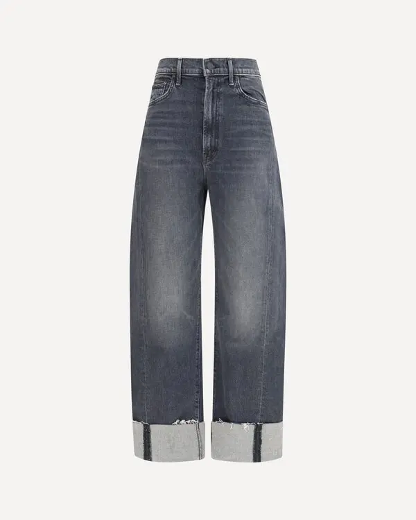 MOTHER Half Pipe Flood Cuff Fray Jeans - Black