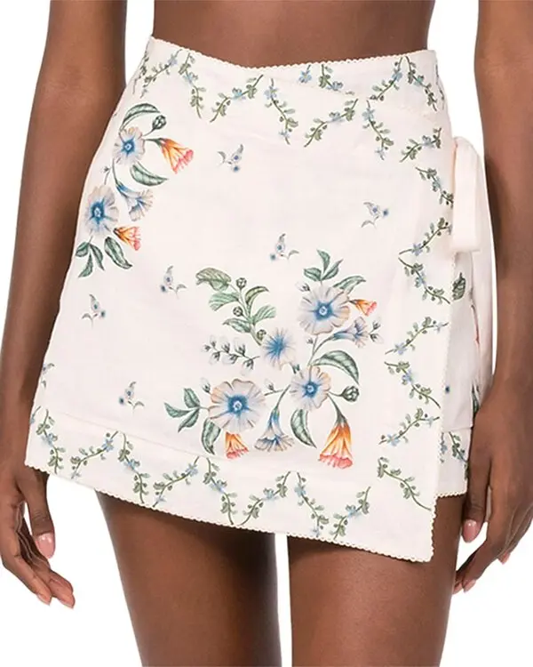 Agua Bendita Luna Brisa Linen Wrap Cover Up Skirt - Multicolor
