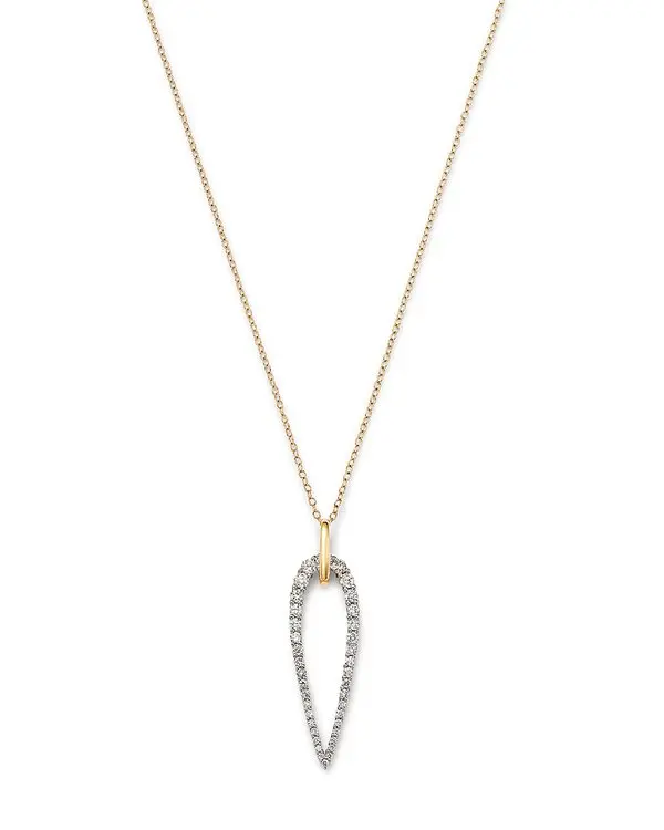 Bloomingdale'S Diamond Pave Open Pendant Necklace In 14k Yellow 18 - Gold