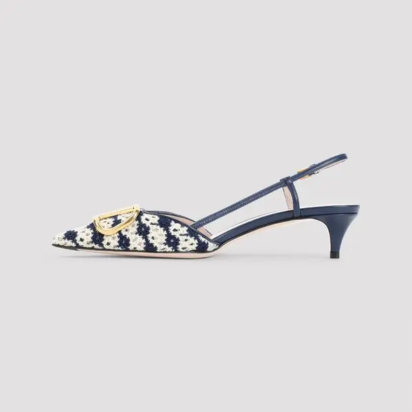 Valentino Garavani V Logo Signature Slingback With Crochet Detailing