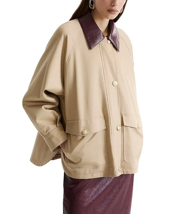 Marella Cotton Blend Jacket With Contrasting Collar