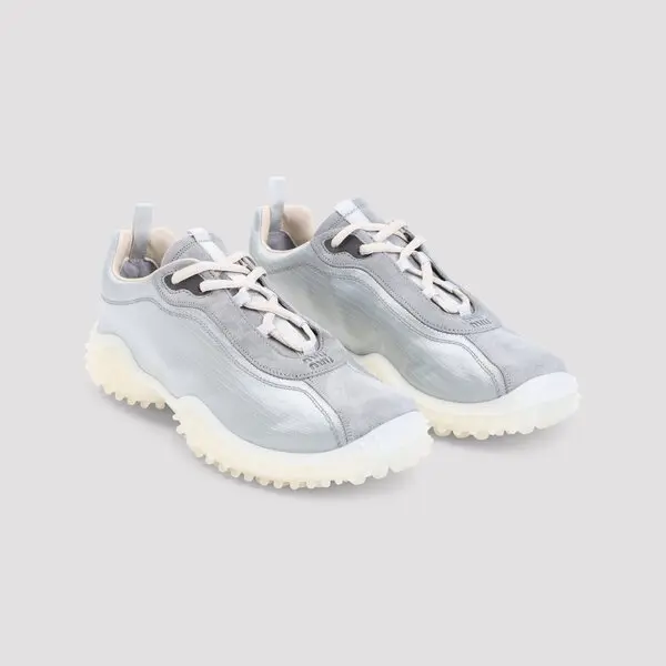 Miu Miu Technical Fabric And Suede Lace-up Sneakers - Gray