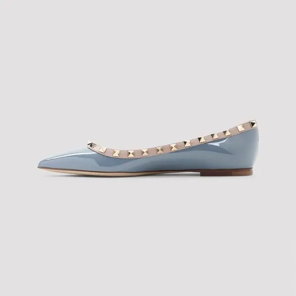 Valentino Garavani Pointed Toe Patent Ballerinas With Rockstud Embellishments